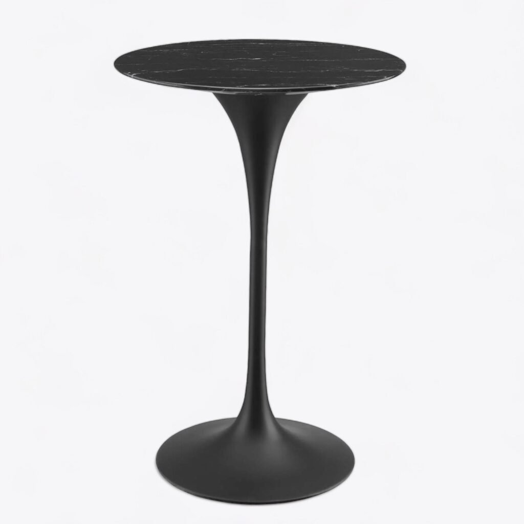 Camila Black / Black Marble Highboy Table - Glam Party Rentals