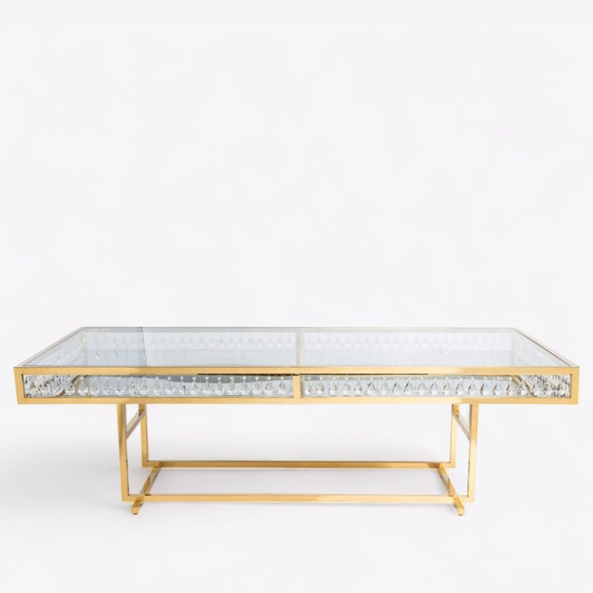 Crystal Gold Dining Table - Glam Party Rentals