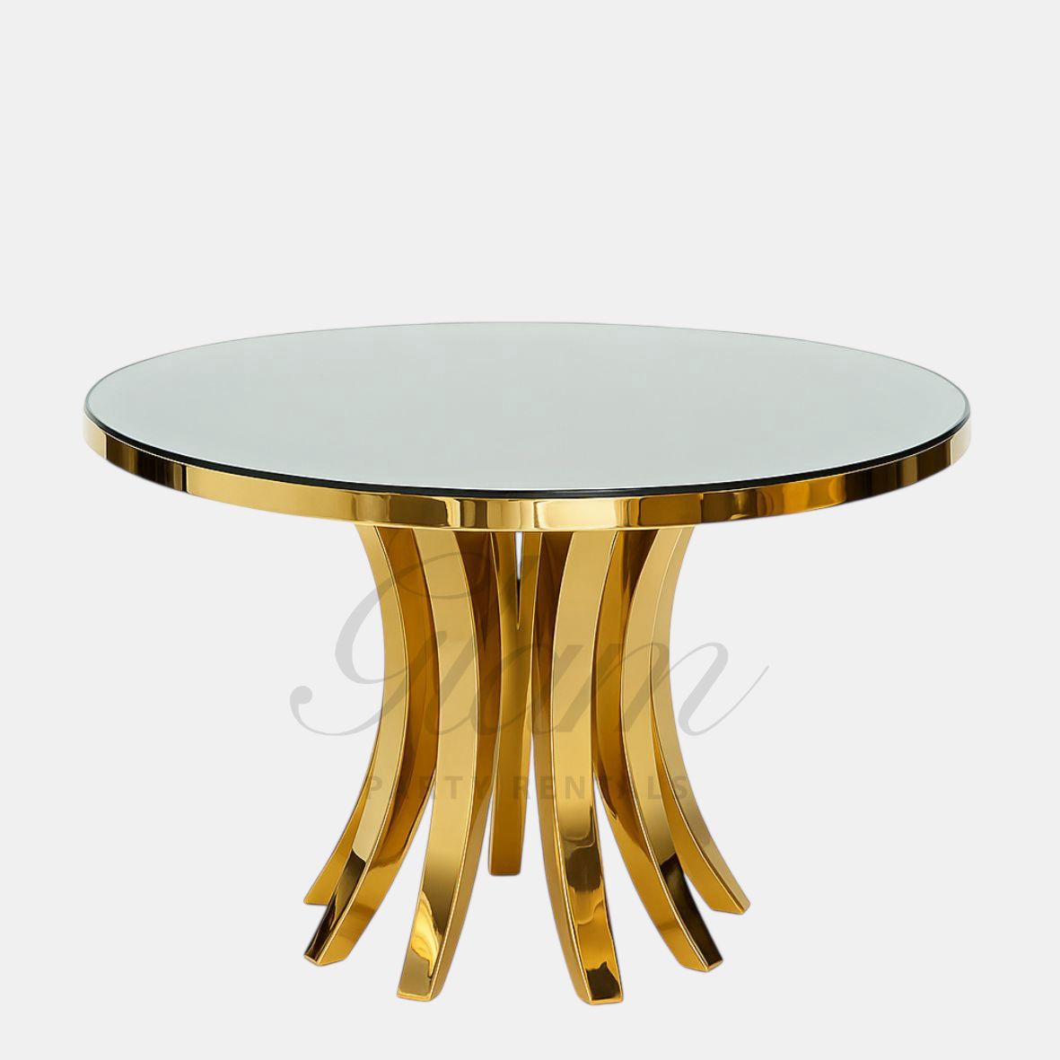 Dahlia Gold Round Dining Table 42" - Glam Party Rentals