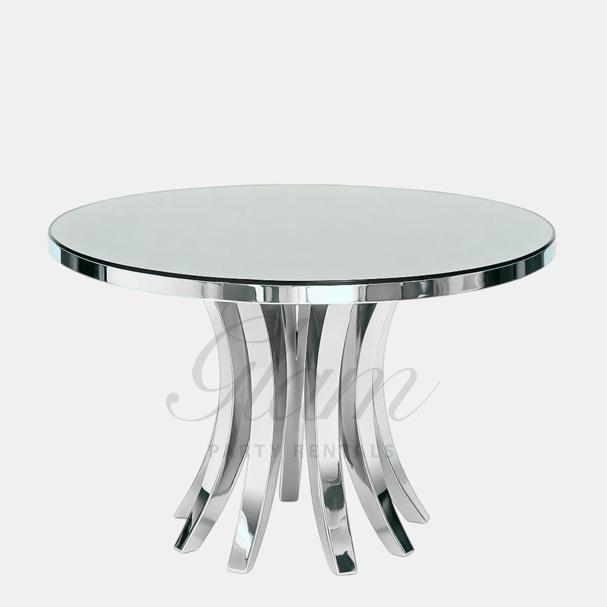 Dahlia Silver Round Dining Table 42" - Glam Party Rentals